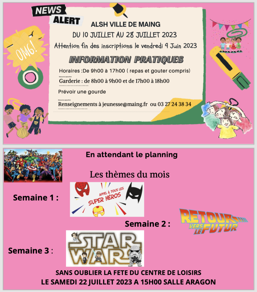 [ INSCRIPTION ] ALSH - ETE 2023 - VILLE DE MAING