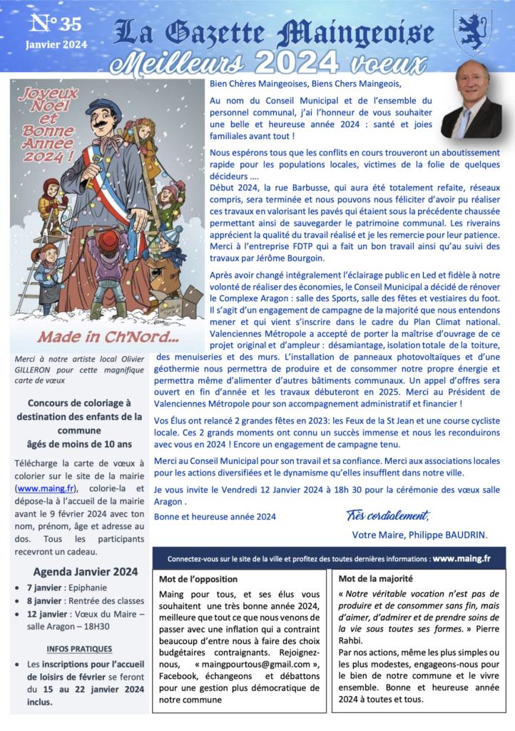 LA GAZETTE MAINGEOISE - JANVIER 2024 - VILLE DE MAING